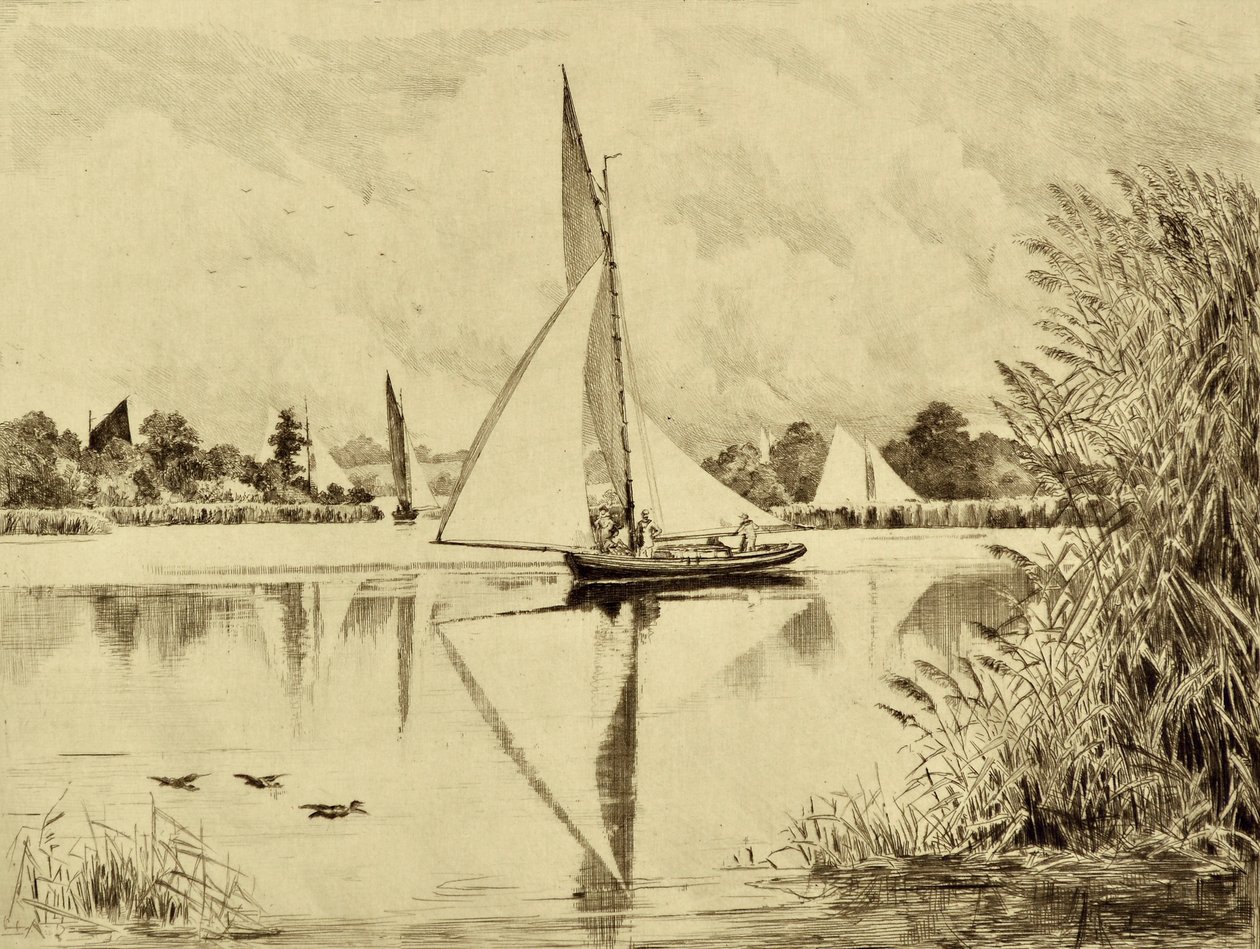 The Bure: On Wroxham Road, c.1880 by Edward Slocombe