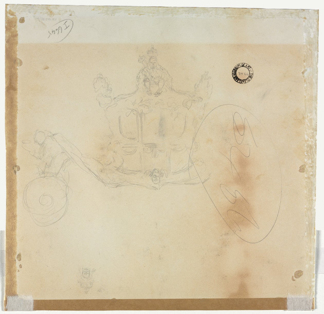 Study for Cab and Front Left Wheel of Coach and Study for Head of ...