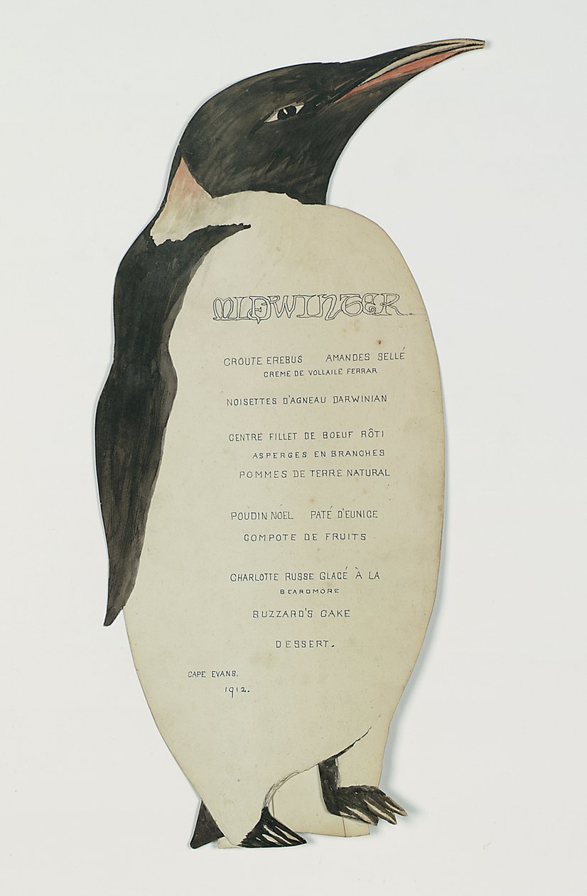 Menu in the Shape of an Emperor Penguin, for the Midwinter's Day Dinner ...