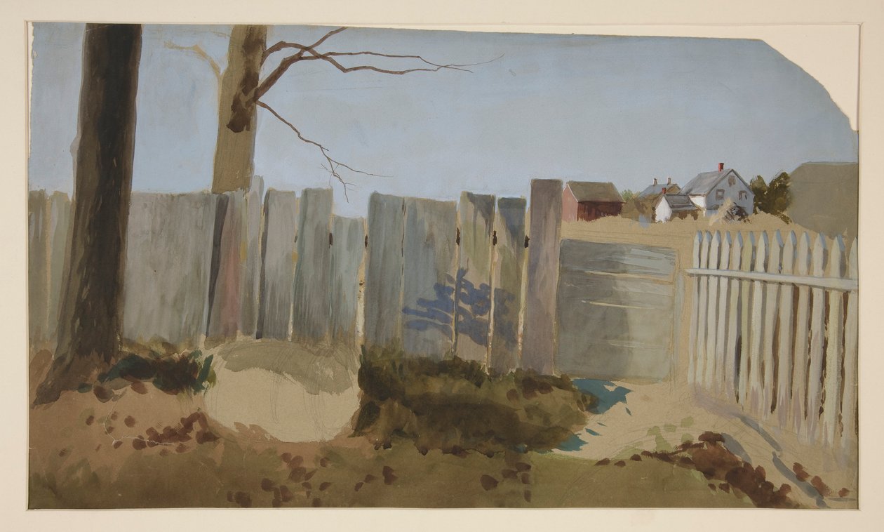 Country Scene: Fence, Field, Farmhouse in Distance