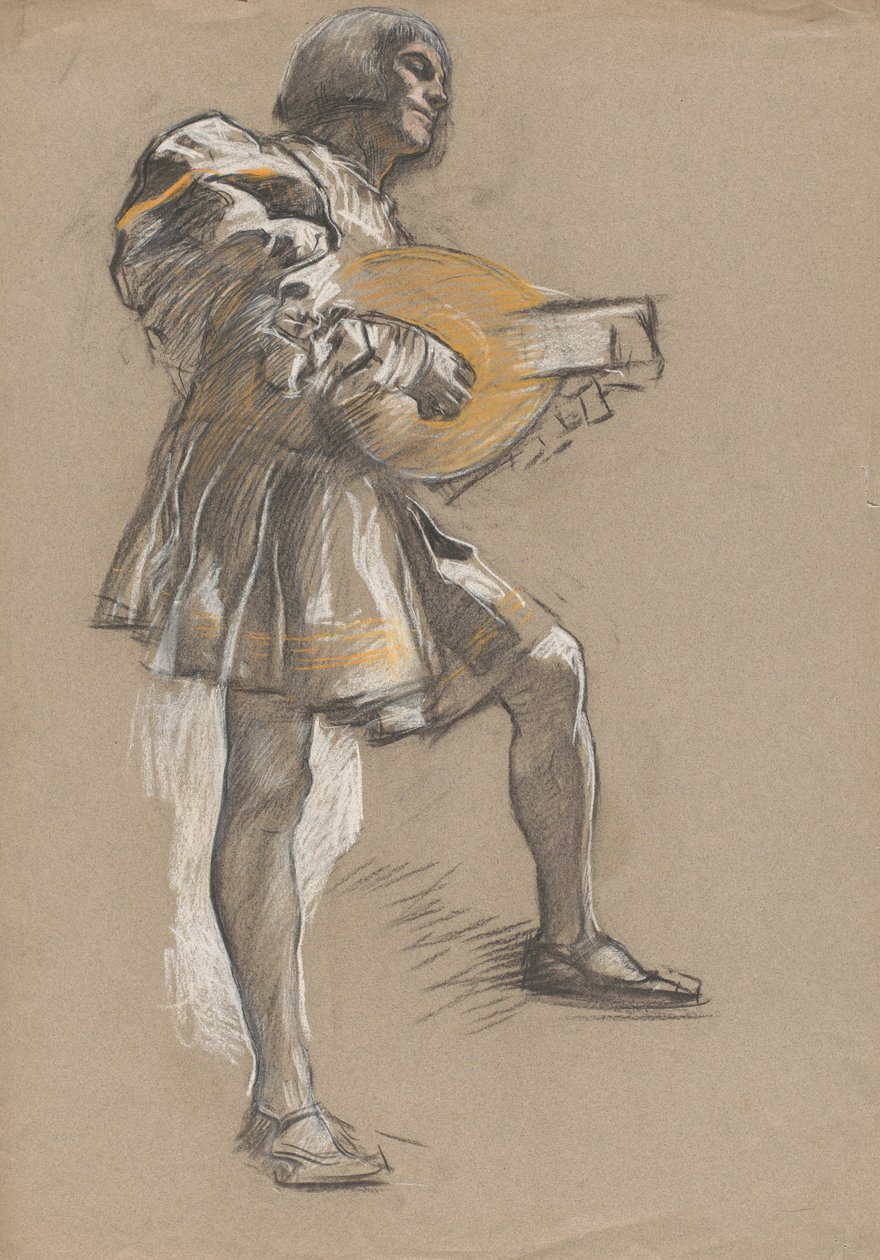 Figure with Mandolin in Mediaeval Costume