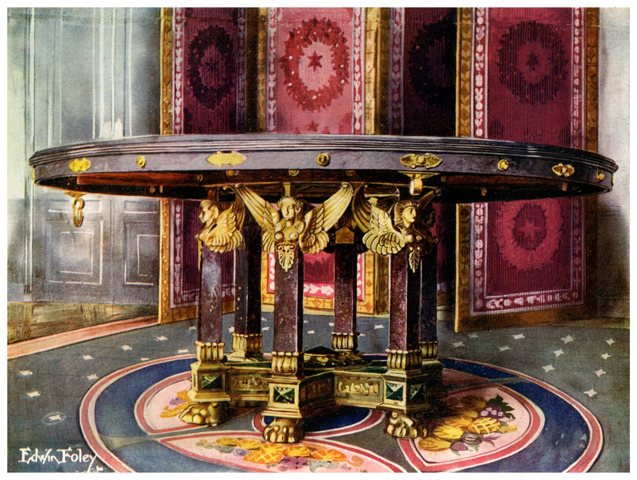 Circular Table and Folding Screen by Edwin Foley