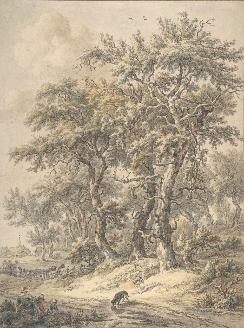 Woman and Child Sitting Next to a Road by Egbert van Drielst