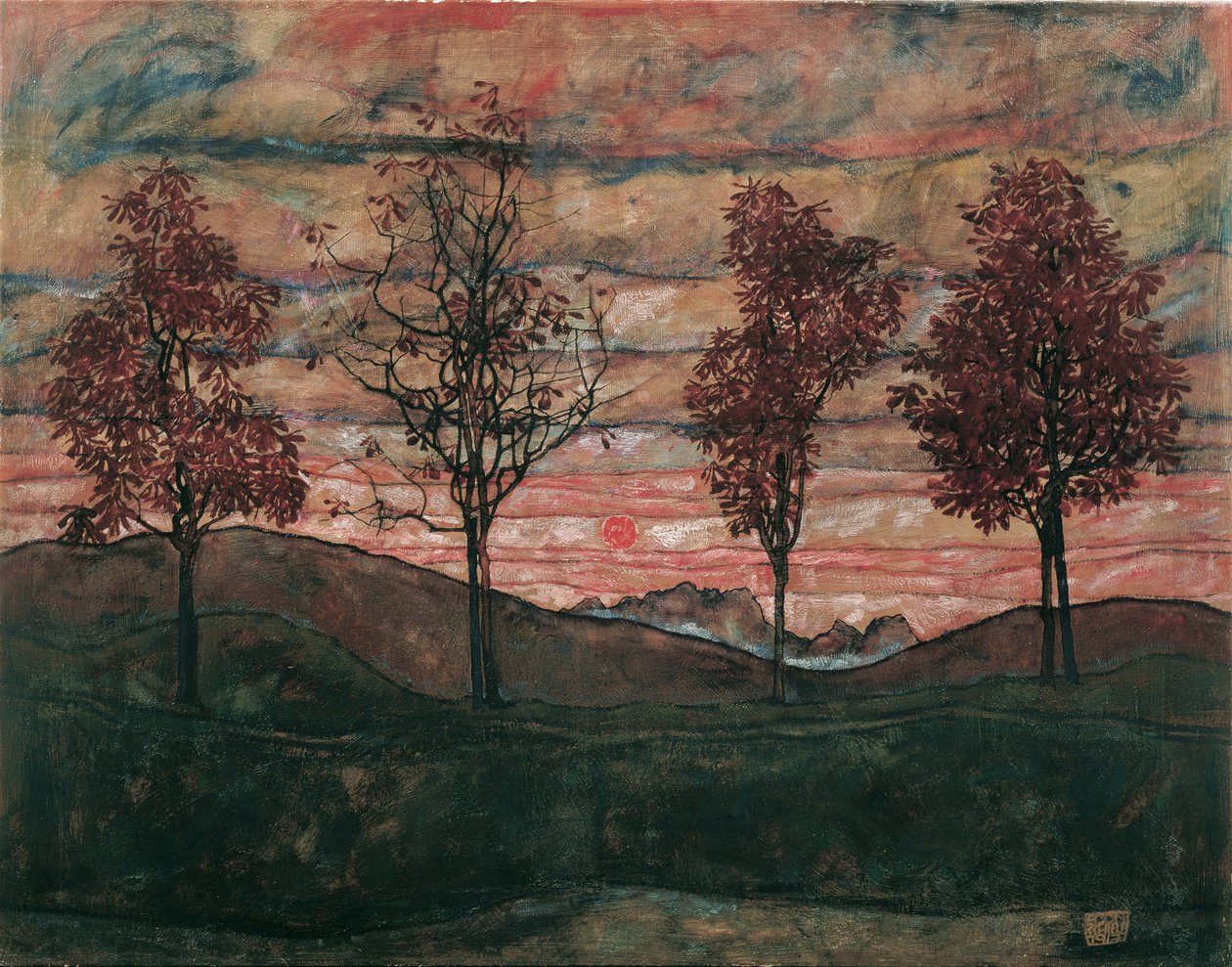 Four Trees, 1917 by Egon Schiele: Buy fine art print