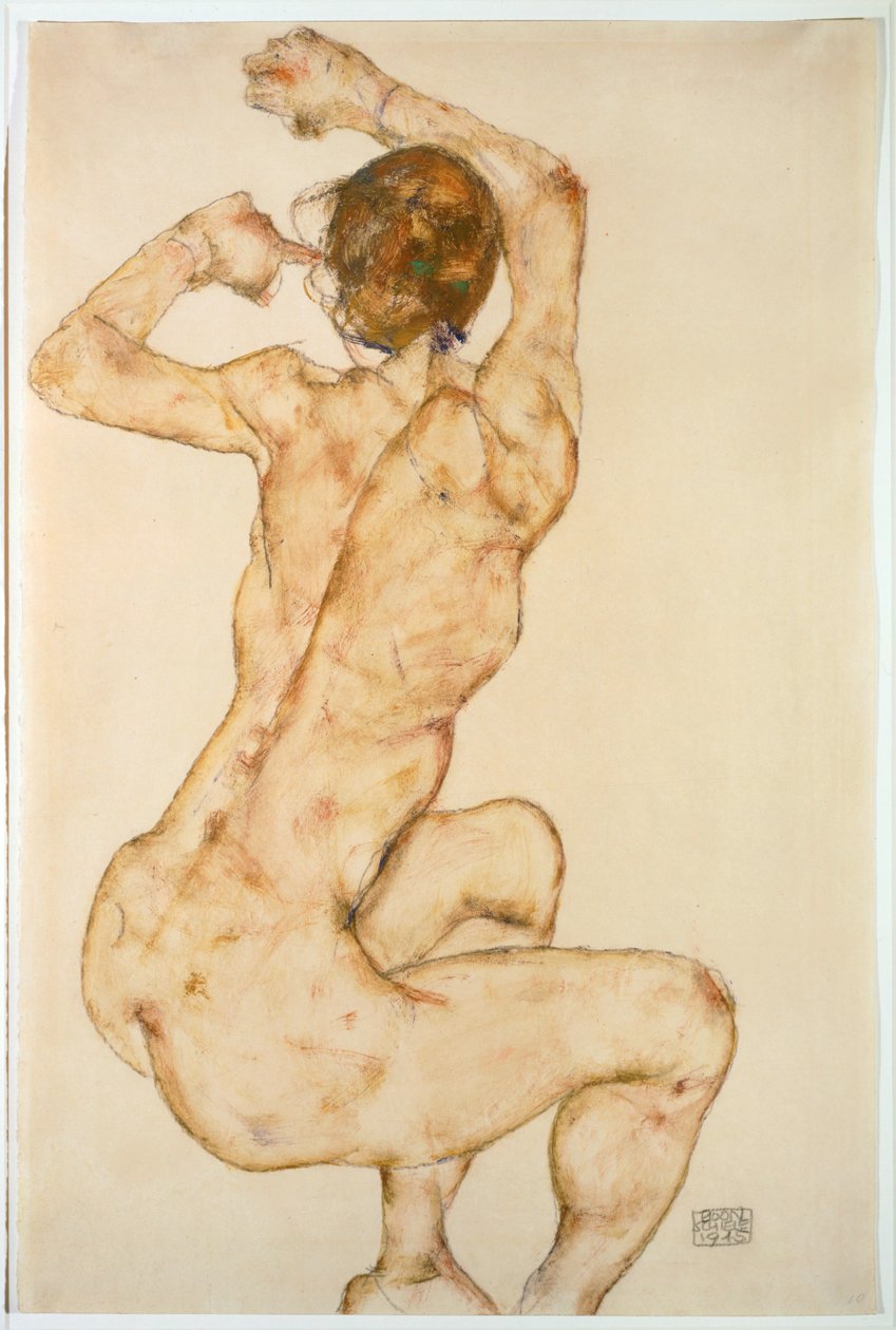 Nude With Raised Arms By Egon Schiele Buy Fine Art Print