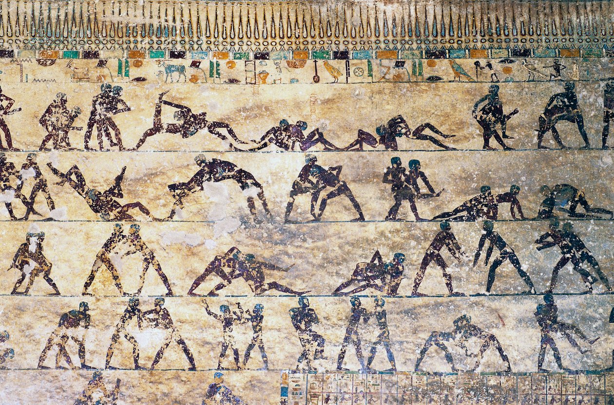 Fight Scenes, Wall Painting, Kethi Tomb, Beni Hasan Necropolis, Egypt ...