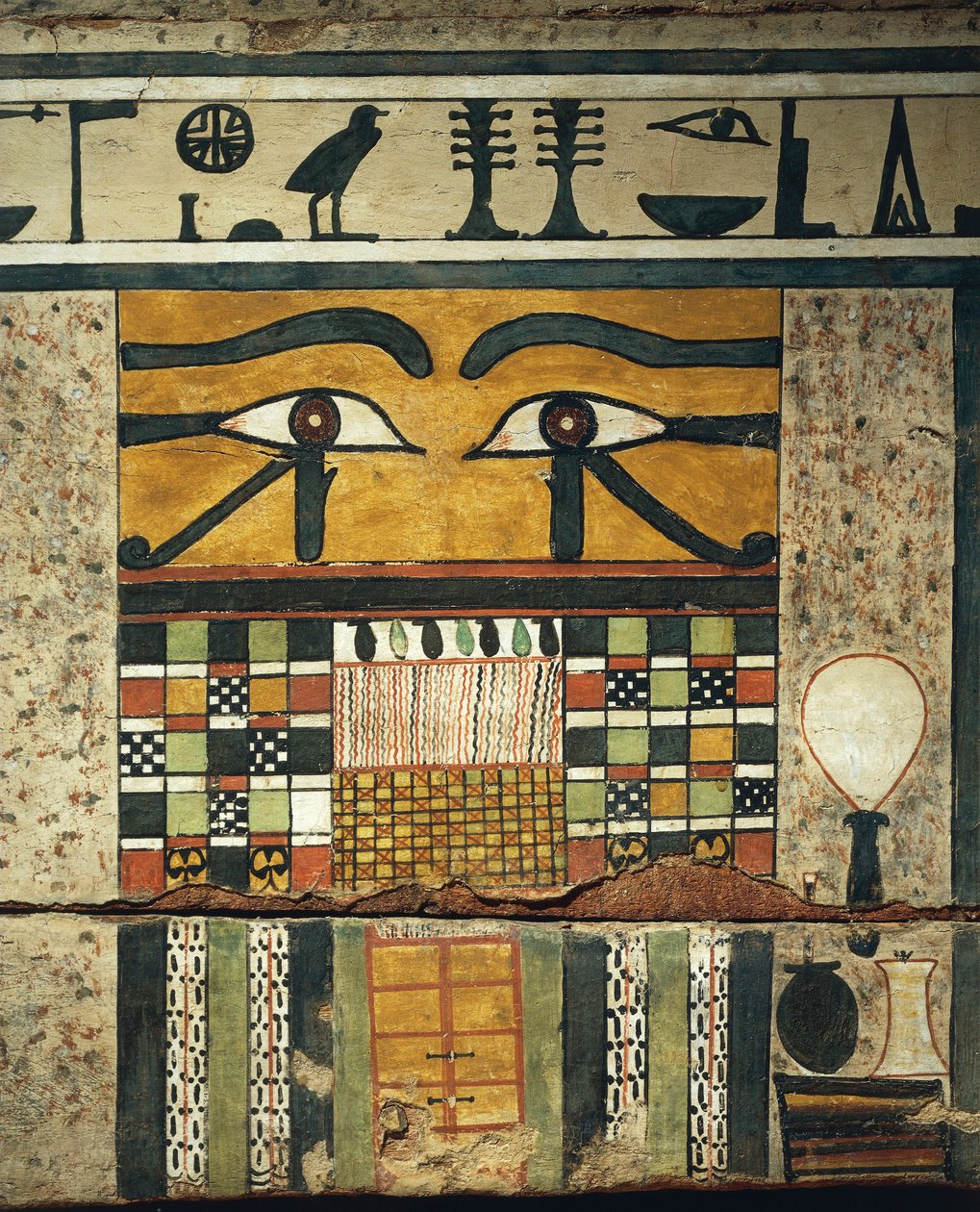 Panel Detail with Apotropaic Eyes Surmounting Closed Door, Symbolizing ...