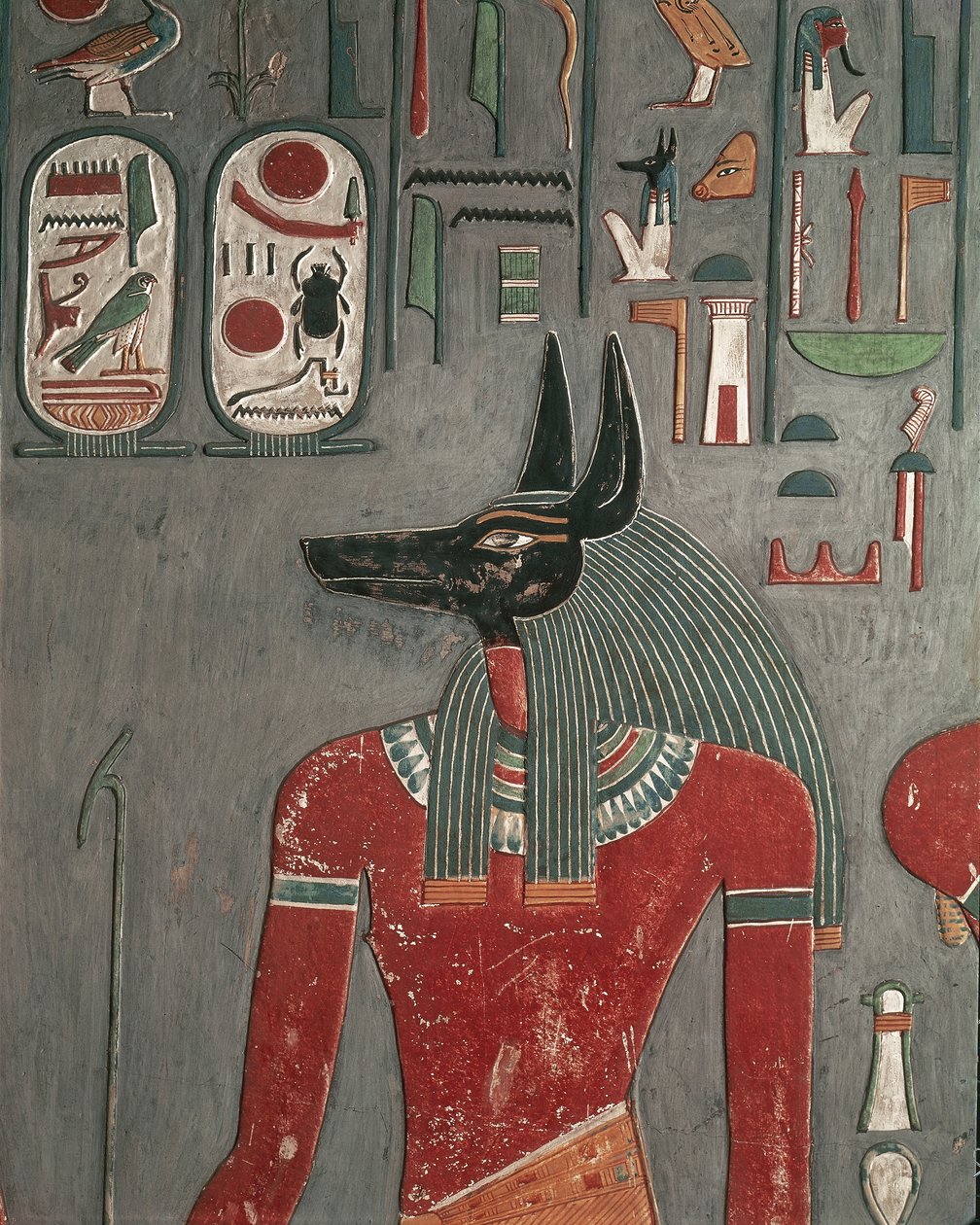 Egypt, Ancient Thebes, Valley of the Kings, Mural of Anubis at Tomb of ...