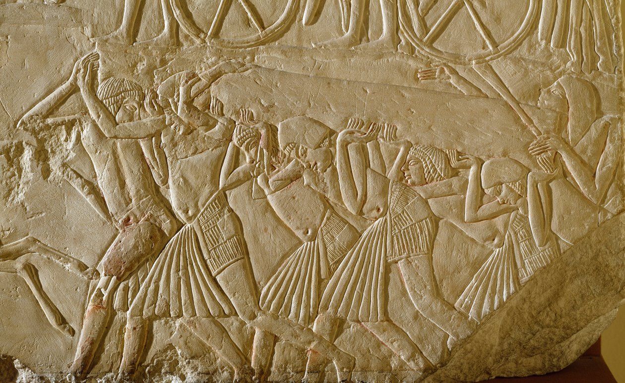 Egyptian antiquity: slaves carrying an obelisk during the great works ...