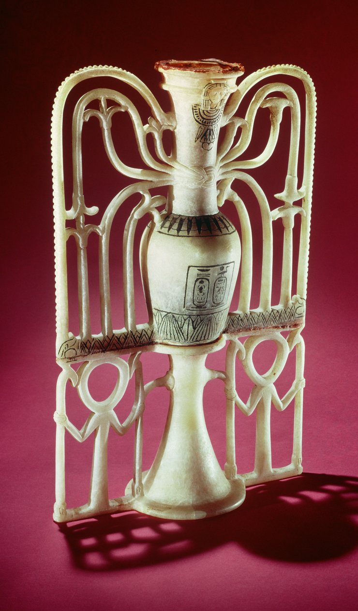 Floral unguent jar, from the Tomb of Tutankhamun (c.1370-1352 BC) New ...