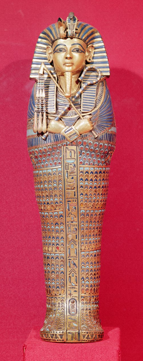 Front view of one of the canopic coffins, from the Tomb of Tutankhamun ...