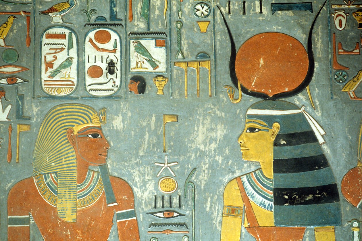 Horemheb and Hathor, from the Tomb of Horemheb (c.1323-1295 BC) New ...