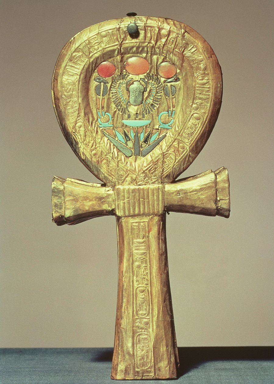 Mirror case in the form of an ankh, from the tomb of Tutankhamun