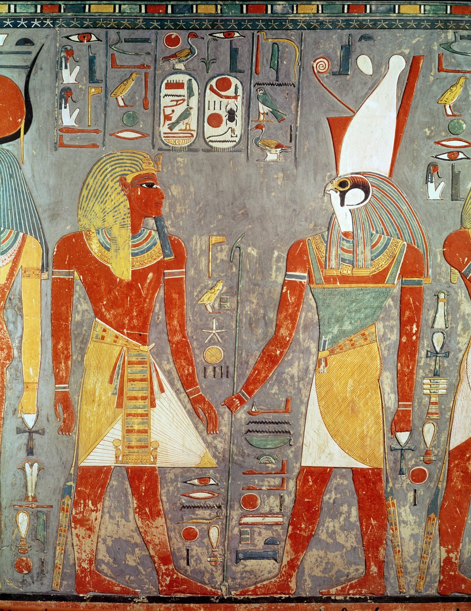 Relief depicting Horemheb before Horus, from his tomb