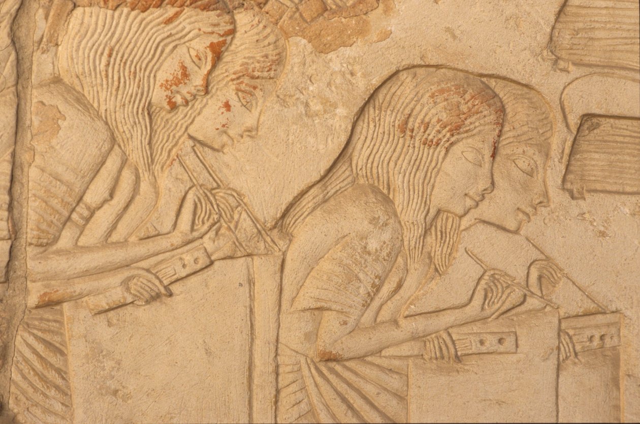 Relief Depicting Scribes at Work, from the Tomb of Horemheb (detail)