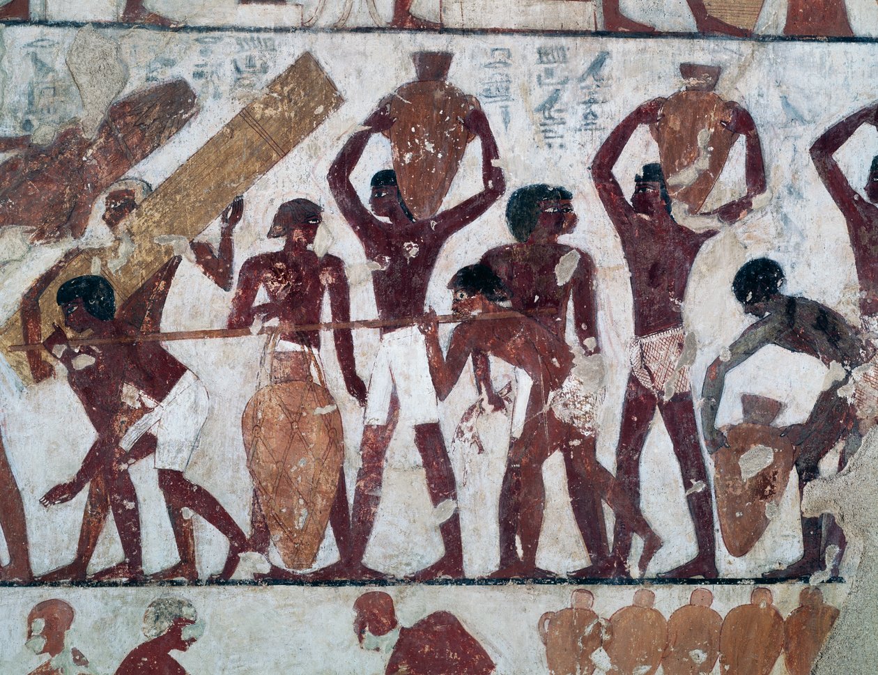 Transporting food to stock the warehouses of the Temple of Ammon, Tomb ...