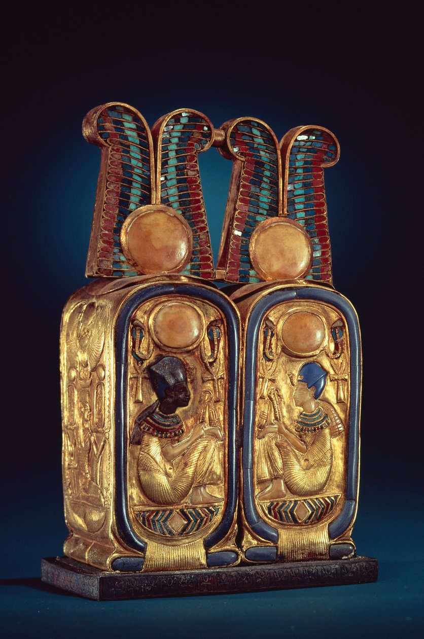 Unguent box in the form of a double royal cartouche, from the tomb of ...
