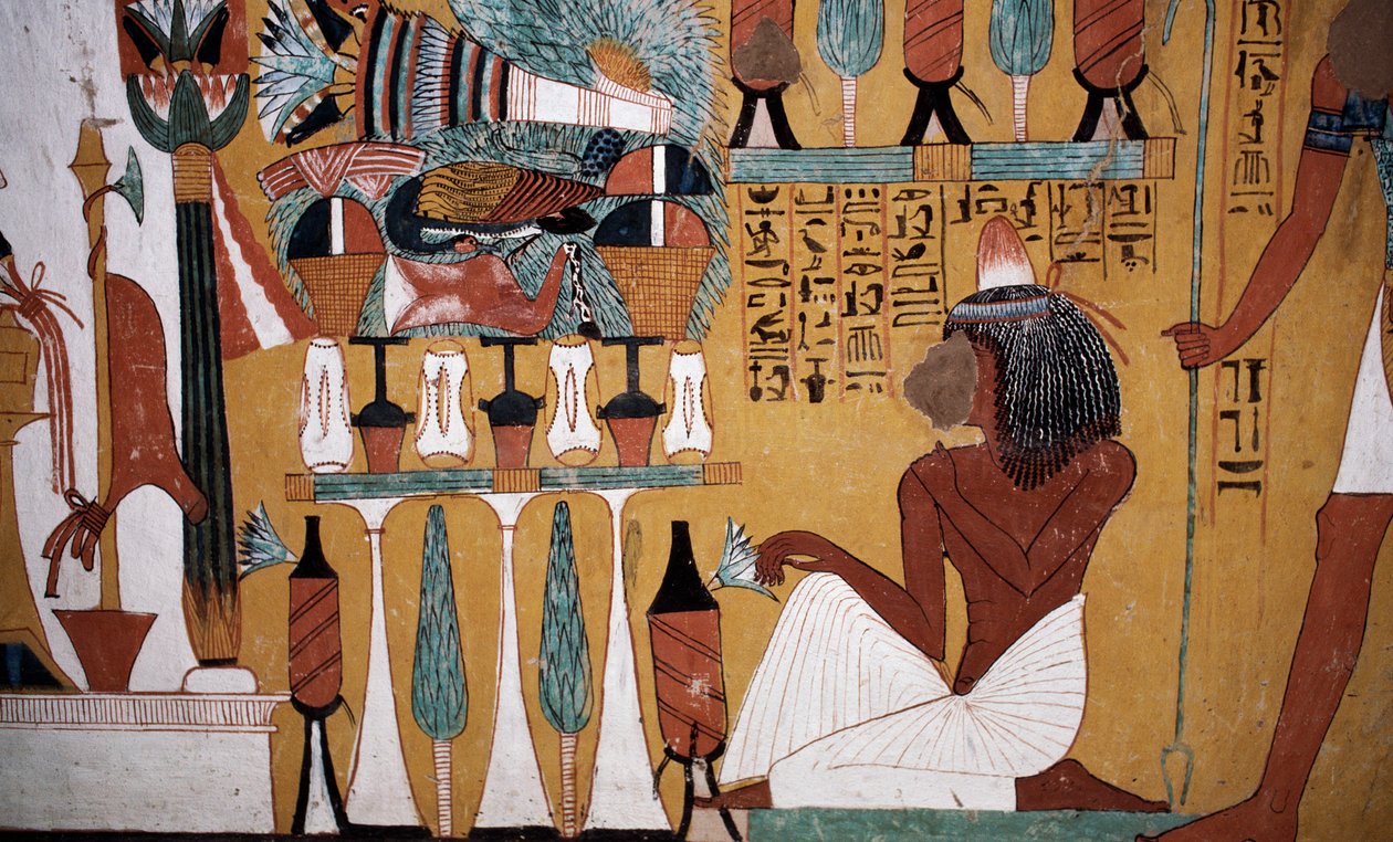 Wall painting, Tomb of Sennedjem by Egyptian 18th Dynasty
