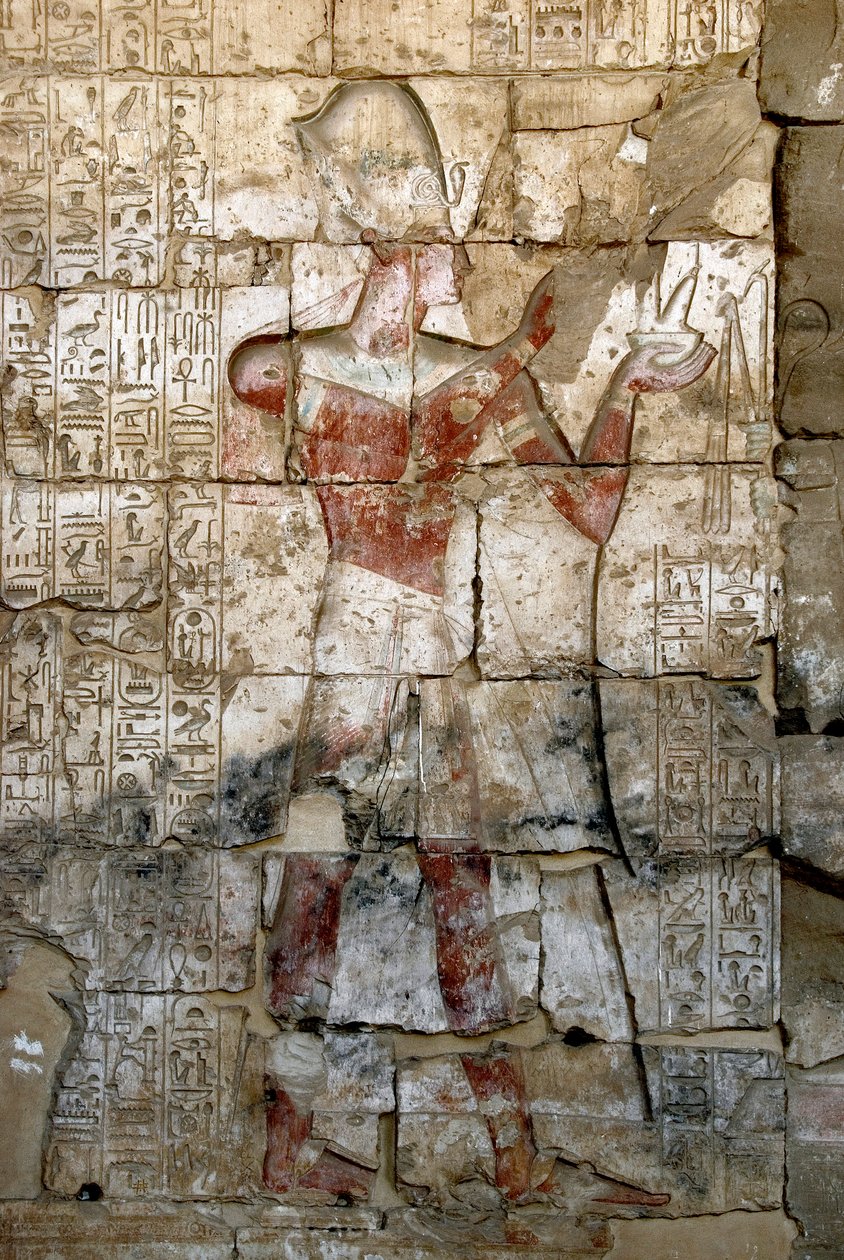 Ancient Egyptian Art: Low Relief on the column of the temple of Sethi I