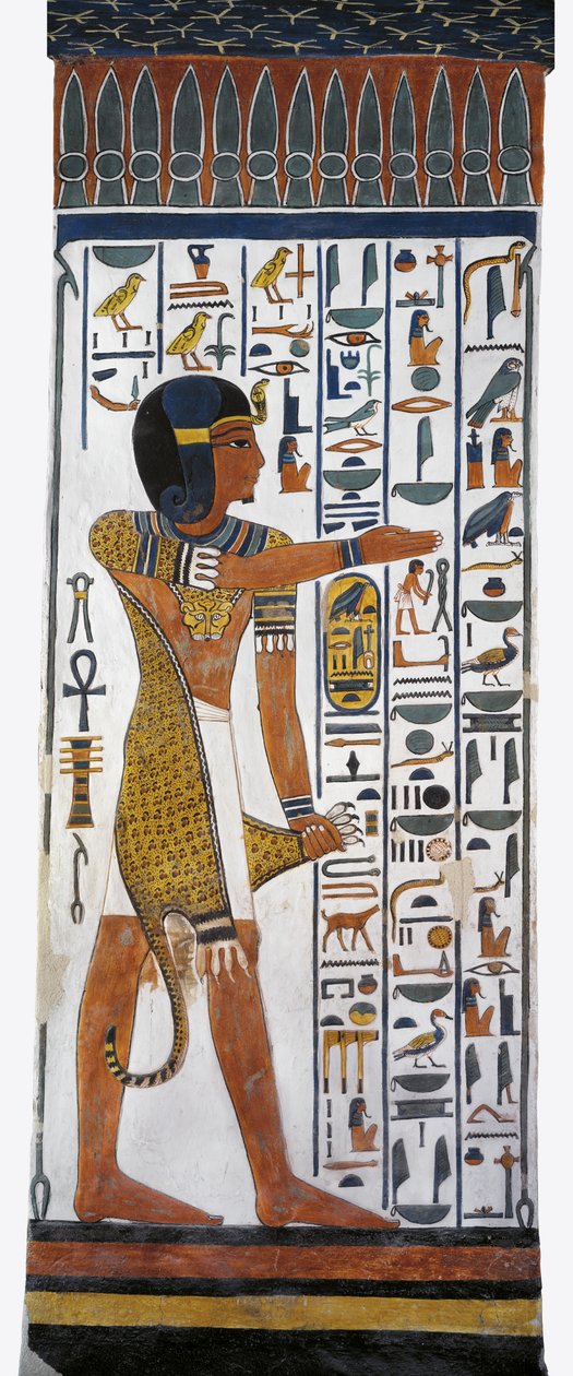 Mural painting of god Horus in Burial chamber from 19th dynasty