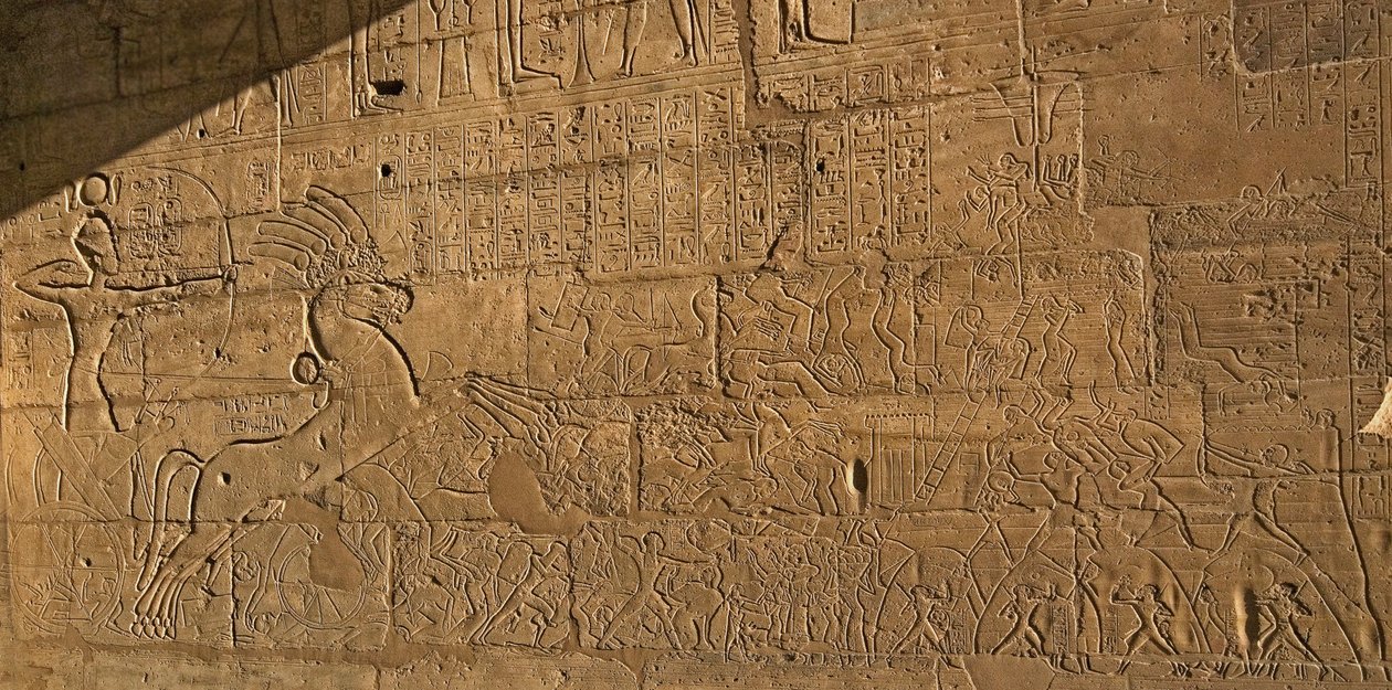 Egyptian Antiquities: View of the Reliefs Celebrating the Feats of Ramses II During the Battle ...