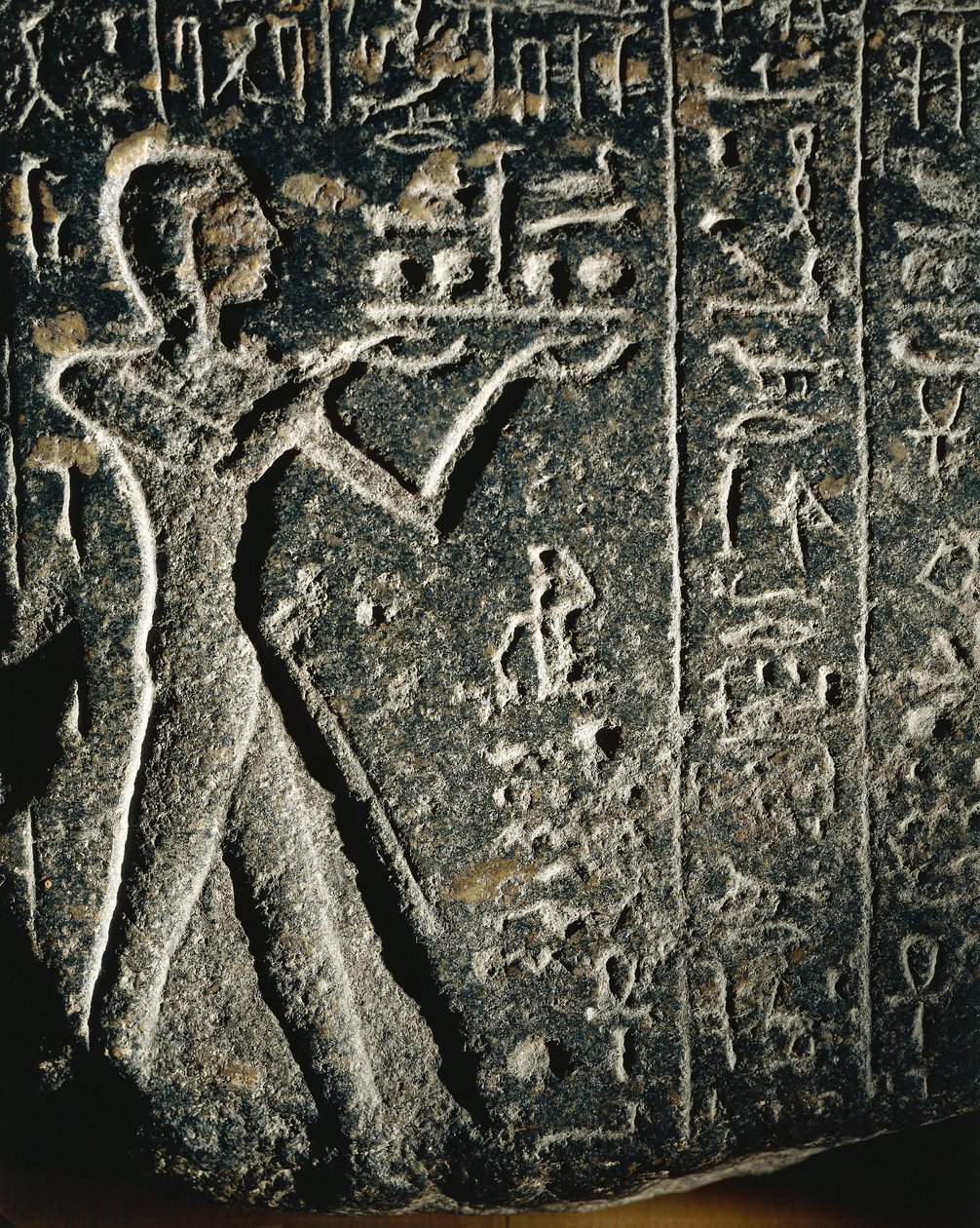 Granite statue depicting Prince Merneptah in worship, dedicated to god Ptah
