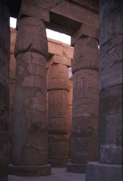 Papyrus Columns with Bud Capitals in the Hypostyle Hall of the Temple ...