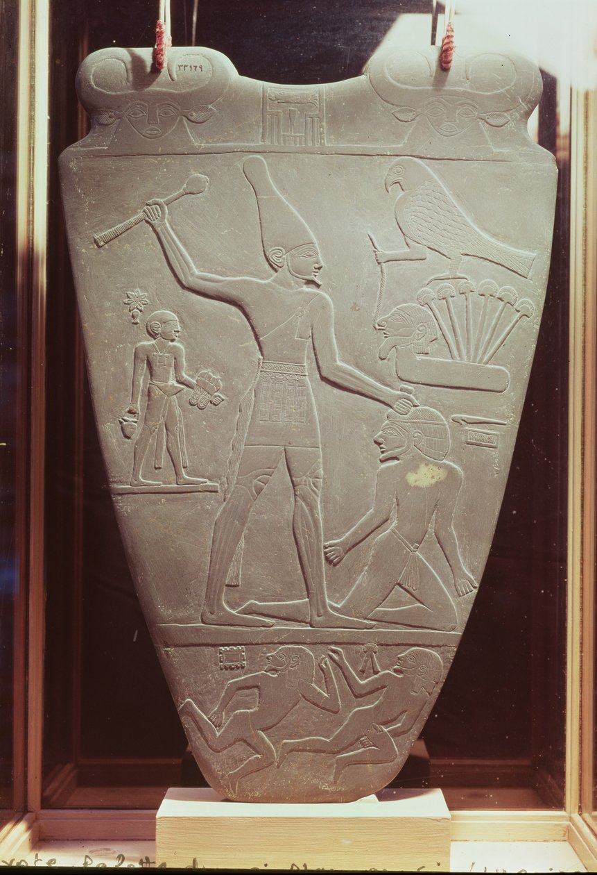 The Narmer Palette: Ceremonial Palette Depicting King Narmer, Wearing ...