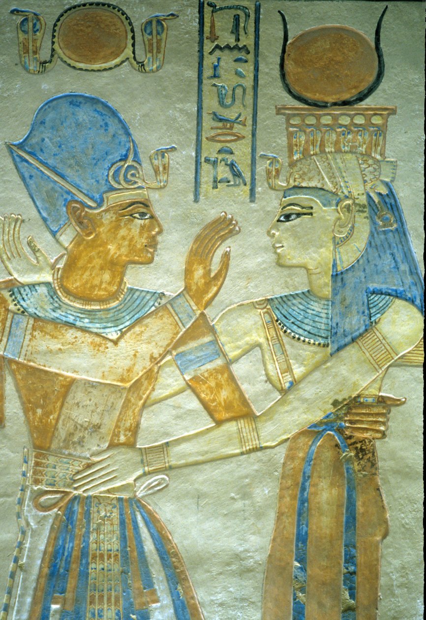 Rameses III embraces Isis, Amon hir Khopshef tomb