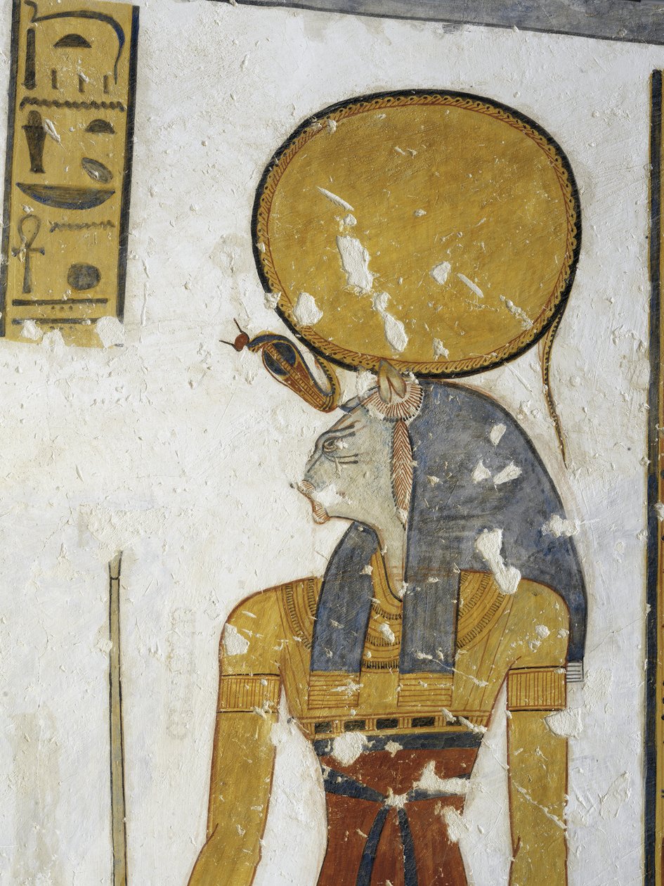 Mural painting of Cat-head goddess Bastet, 20th dynasty