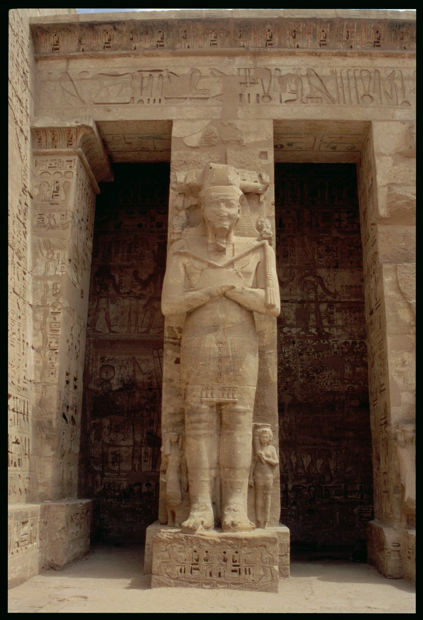 One of the standing figures of Ramesses III as the god Osiris, east ...