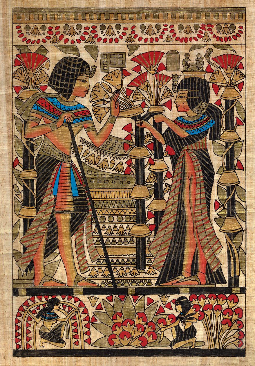 Egyptian Art, Egyptian Papyrus: Pharaoh and his wife