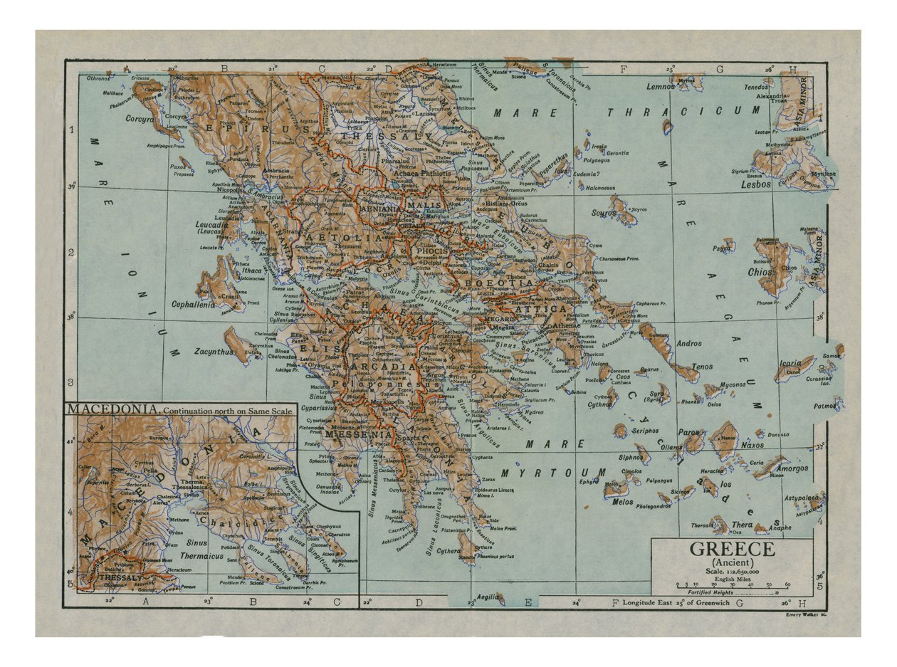 Map of Ancient Greece by Emery Walker: Buy fine art prints