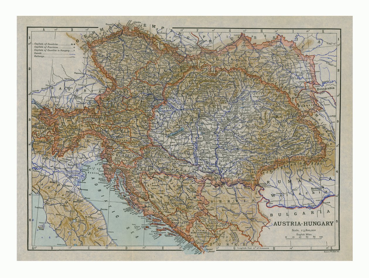 Map of Austria-Hungary by Emery Walker: Buy fine art print
