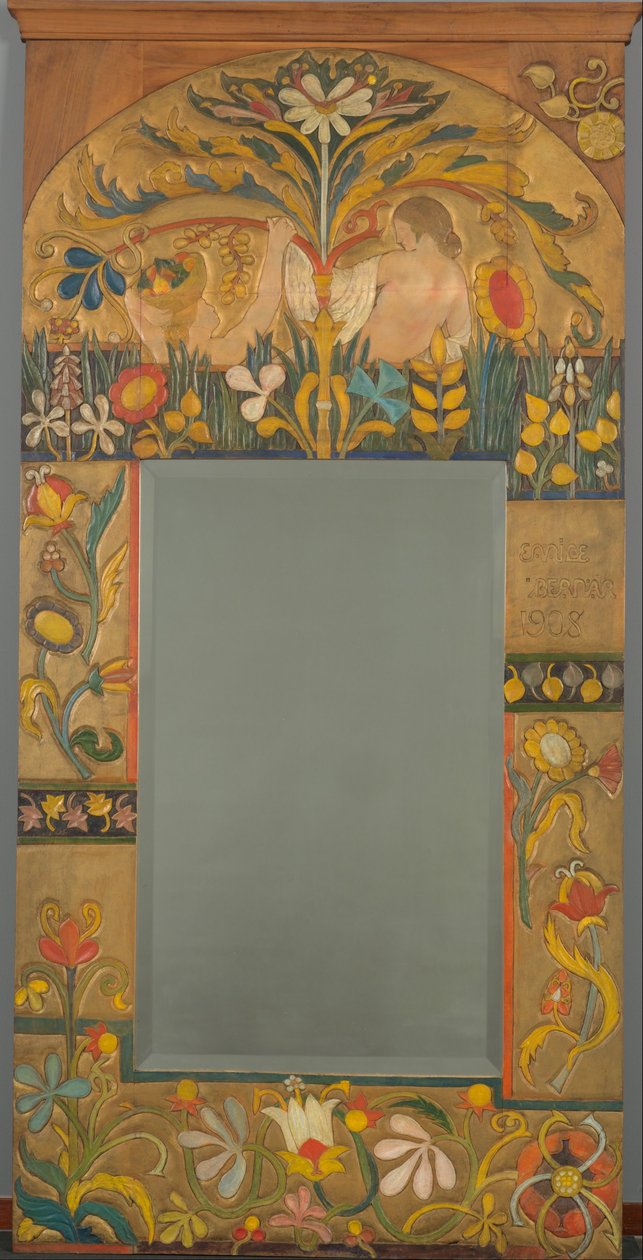 Mirror Frame Decorated with Plants, Flowers and Two Women Figures