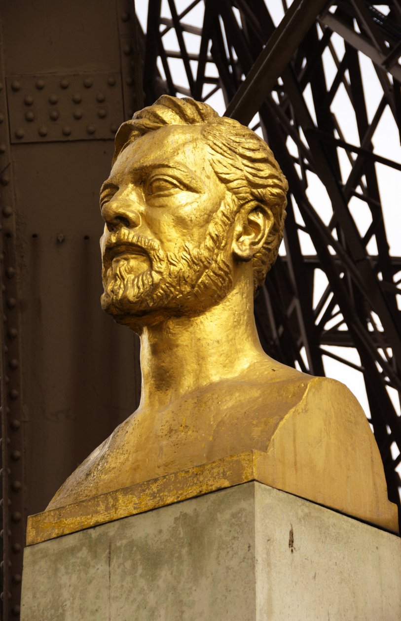 Bust of Gustave Eiffel under the Eiffel Tower, Paris, France