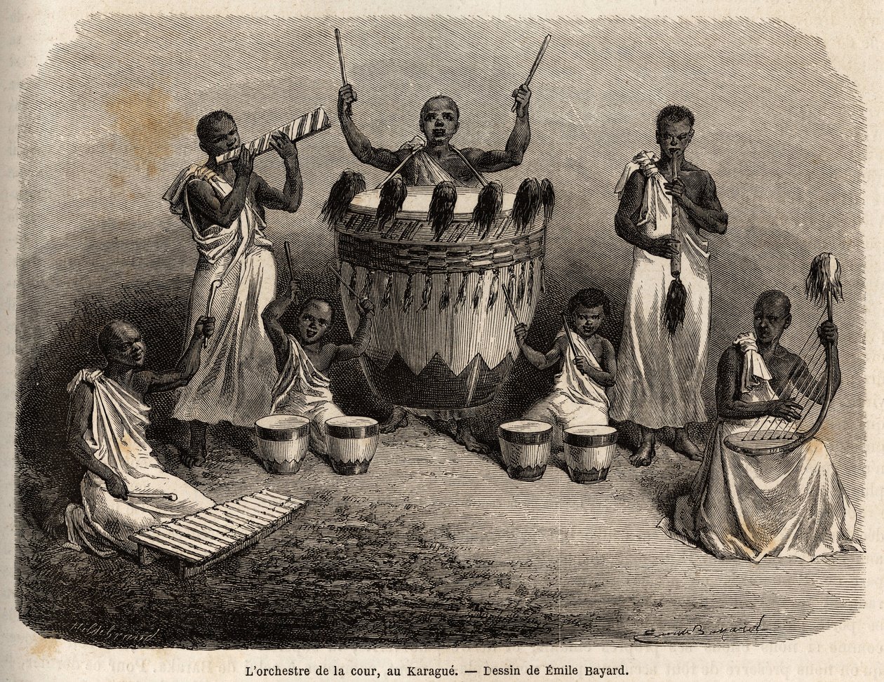 The court orchestra, in the Karague (west of Lake Victoria, present-day ...