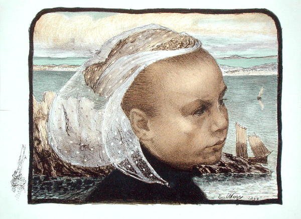 Head of a Breton Girl by Emile Auguste Wery