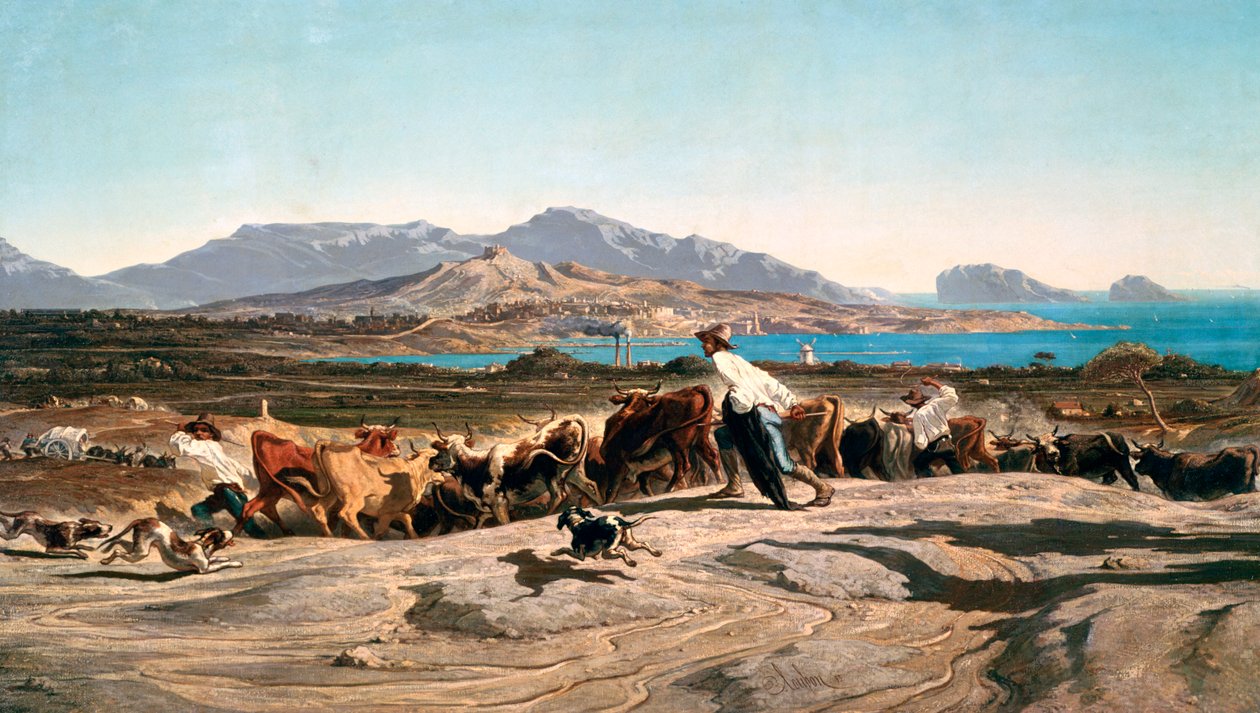 A View of Marseille by Emile Charles Joseph Loubon