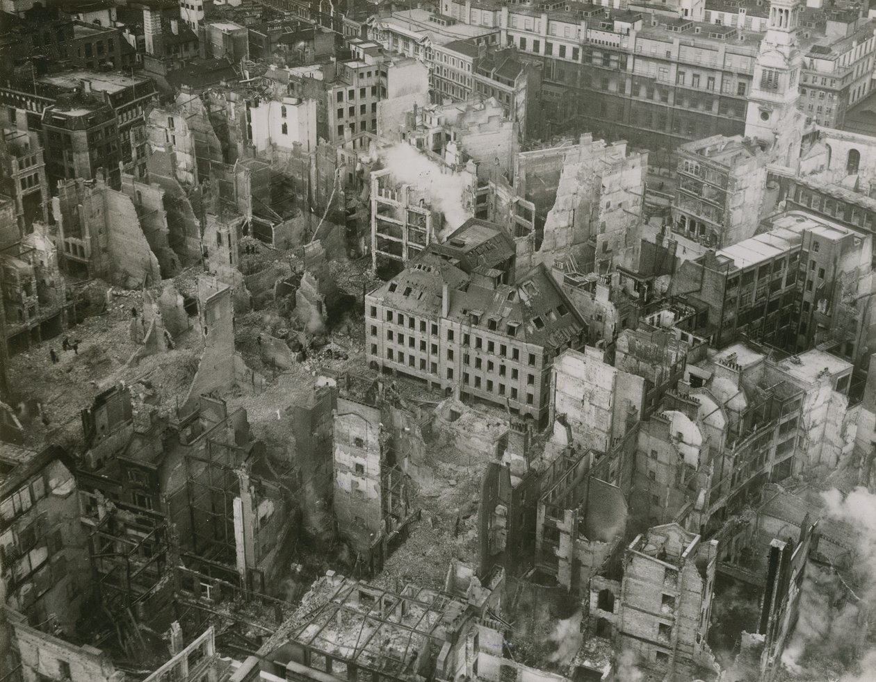 Bomb damage from the top of St Paul's Cathedral