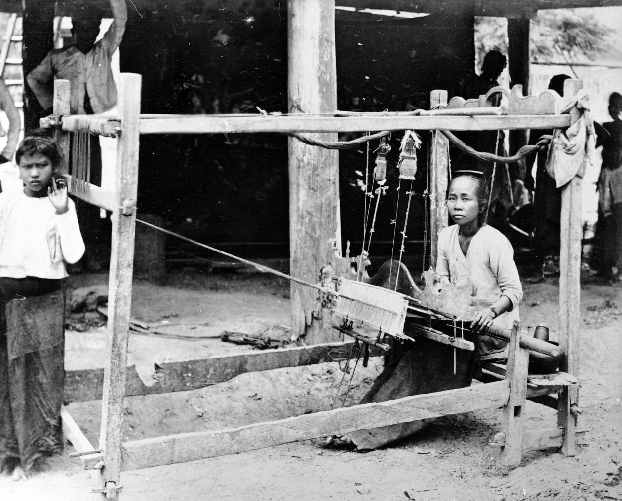 Burmese Woman Seated at a Loom by English Photographer