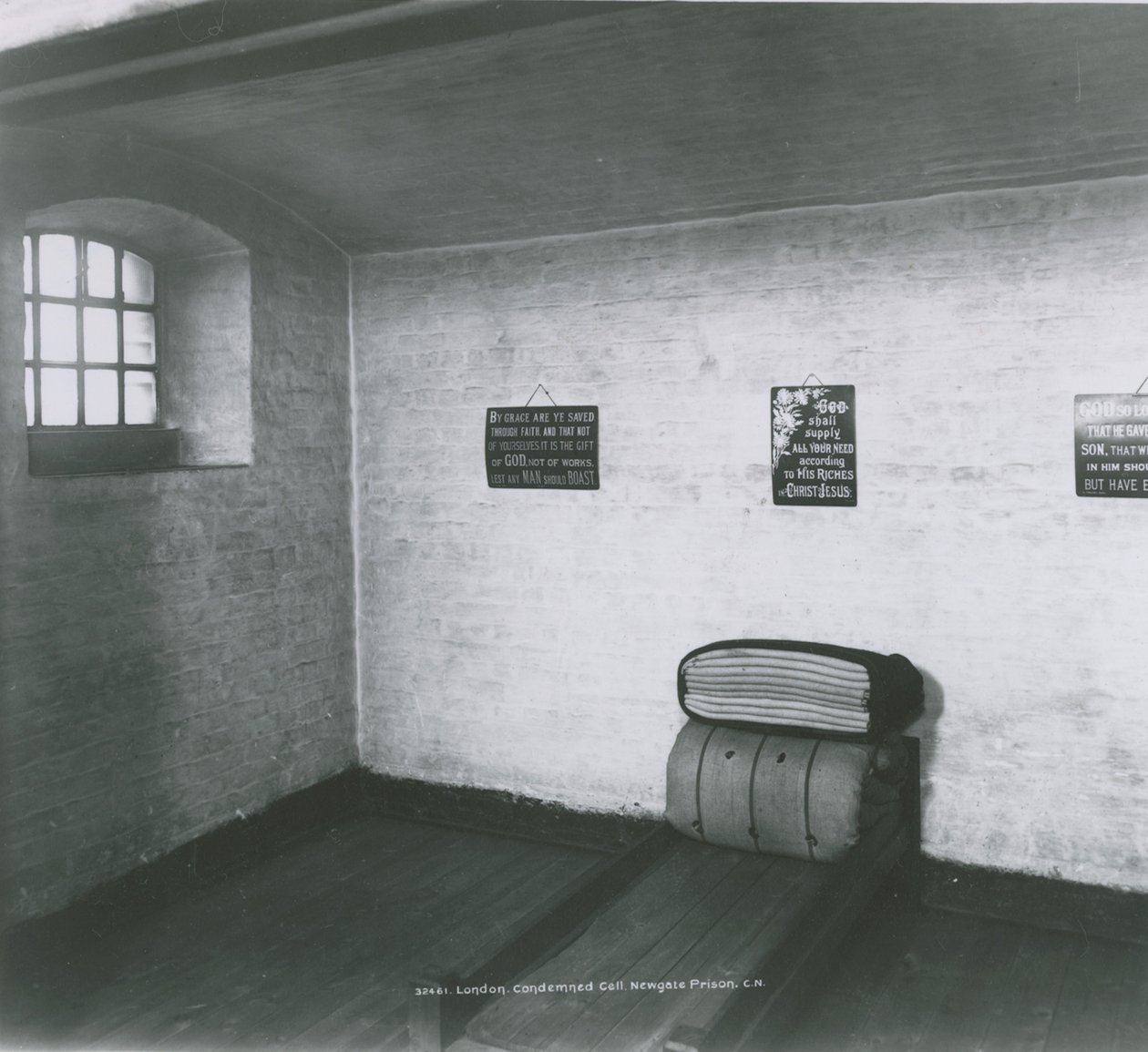 Interior view a condemned cell in Newgate Prison