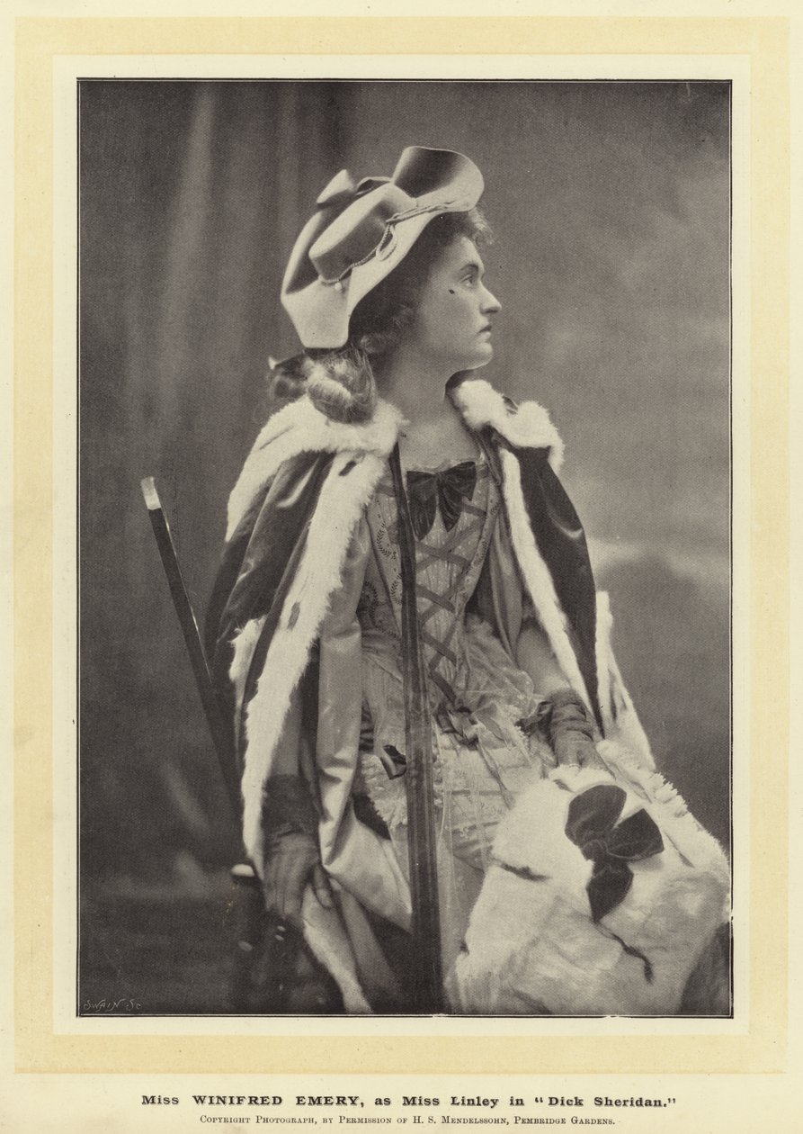 Miss Winifred Emery as Miss Linley in Dick Sheridan