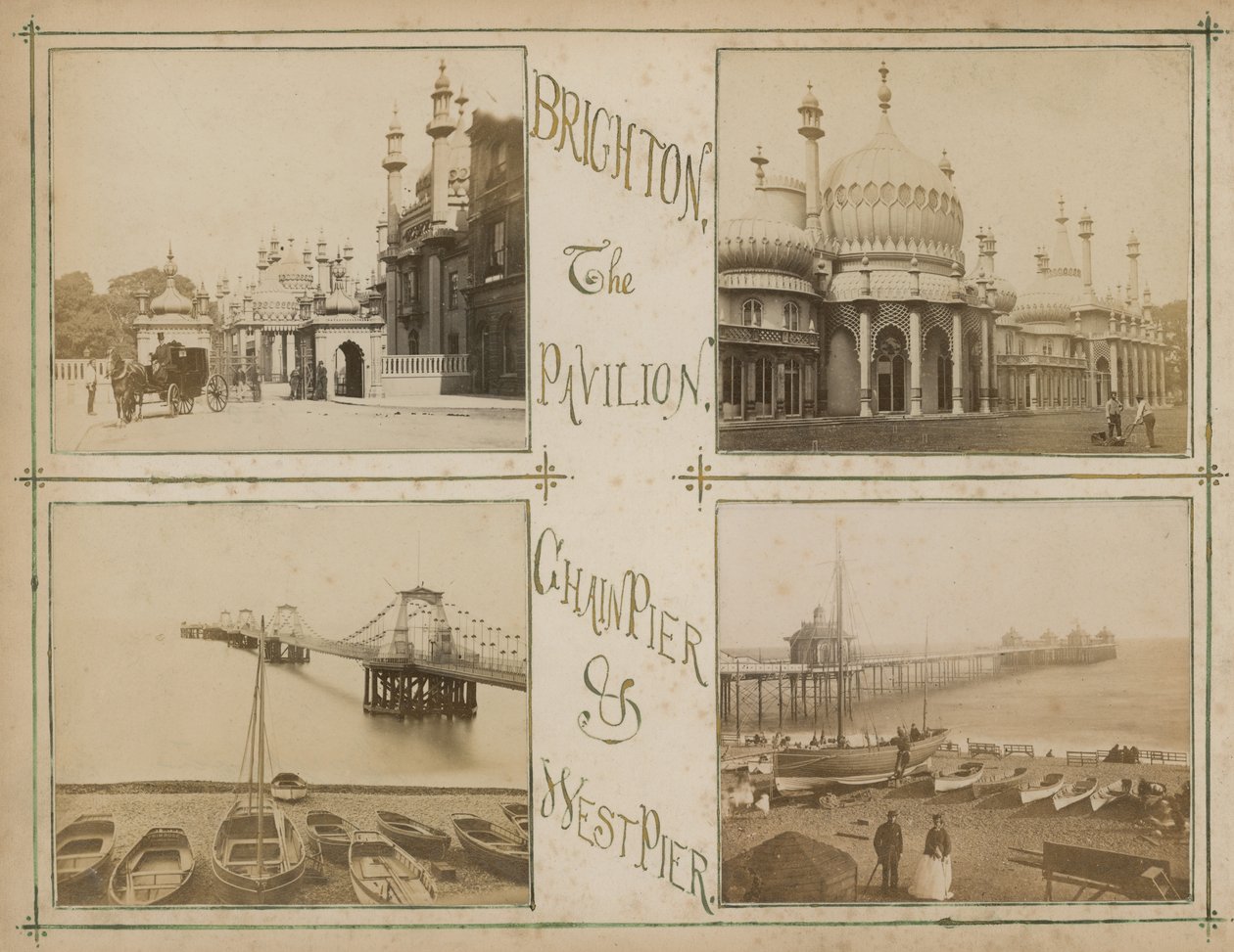 Postcard with images depicting views of Brighton