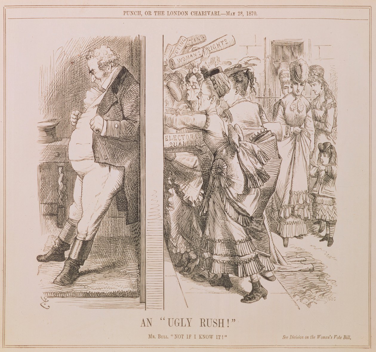 An 'Ugly Rush', Cartoon from Punch Magazine, 1870