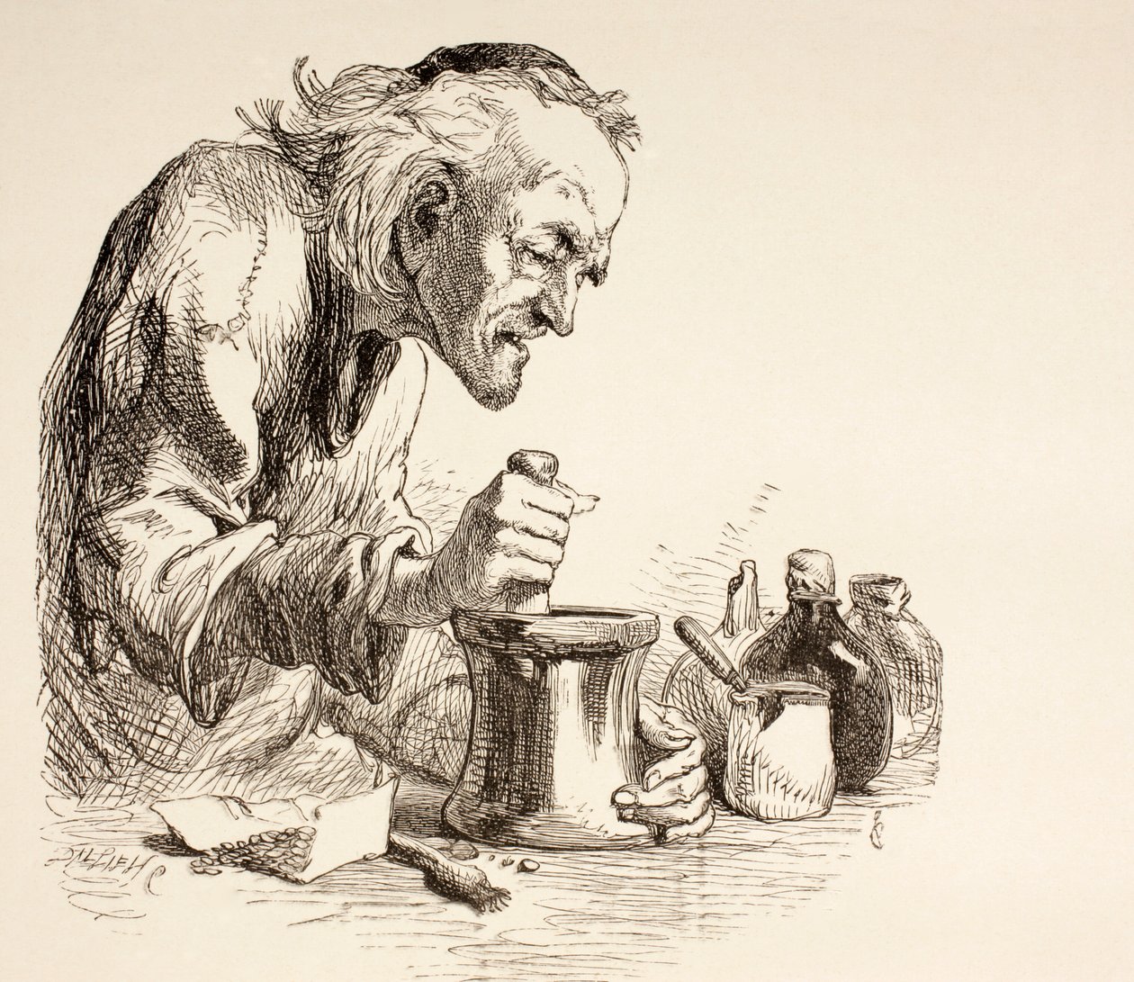 An Apothecary Grinding Herbs, from The Illustrated Library Shakespeare