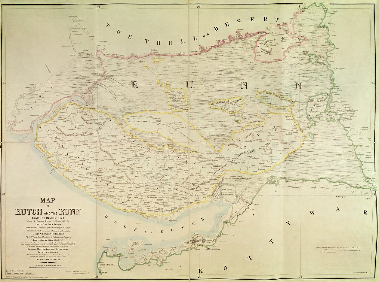 Map of Kutch and Runn, India, 1854 by English School
