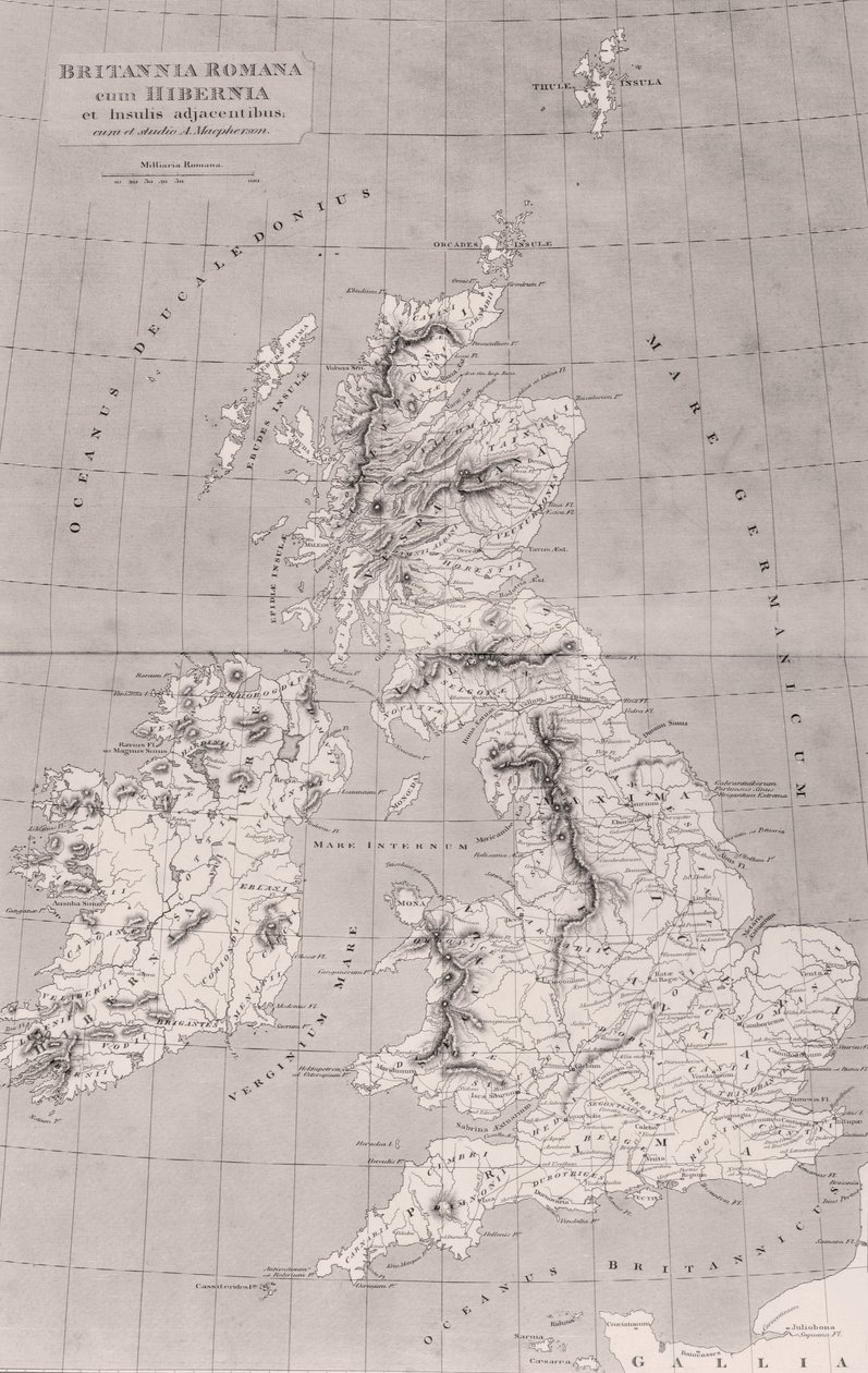Map of Roman Britain with Ireland and adjacent islands