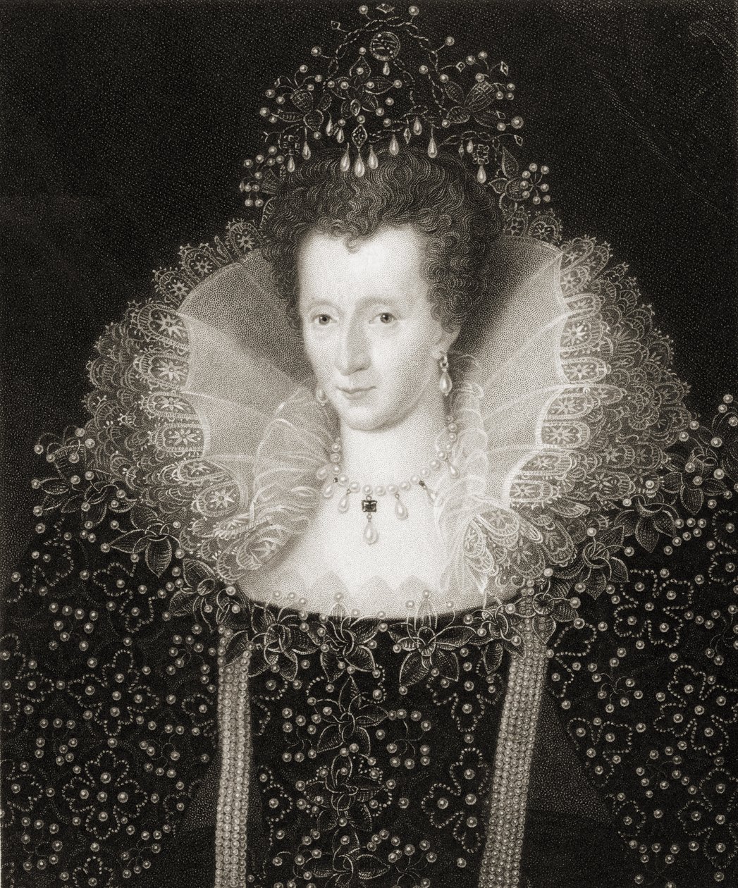 Queen Elizabeth I (1533-1603) from 'Gallery of Portraits', published in ...