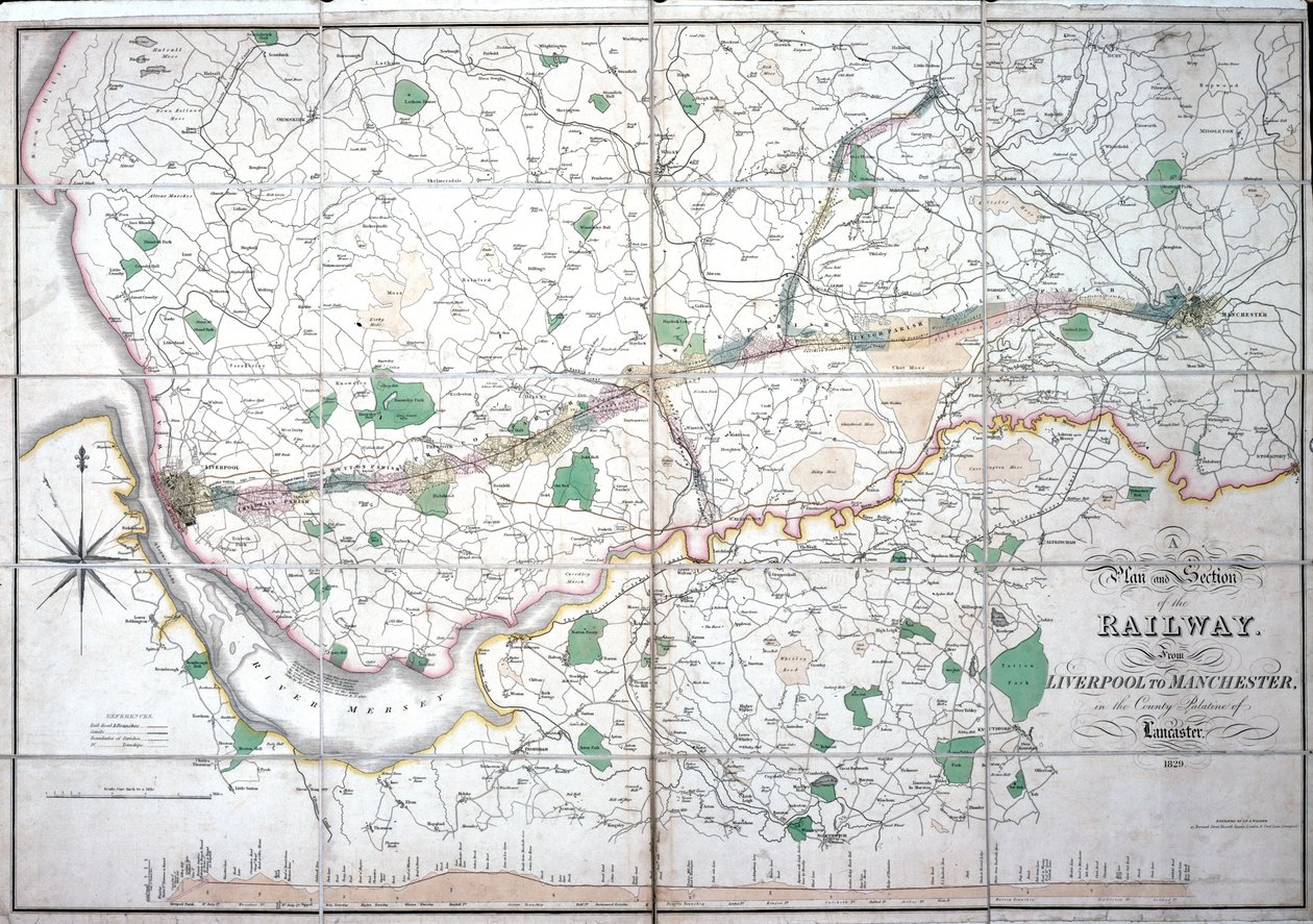 Stephenson's Map of the Liverpool & Manchester Railway, c.1824-1830